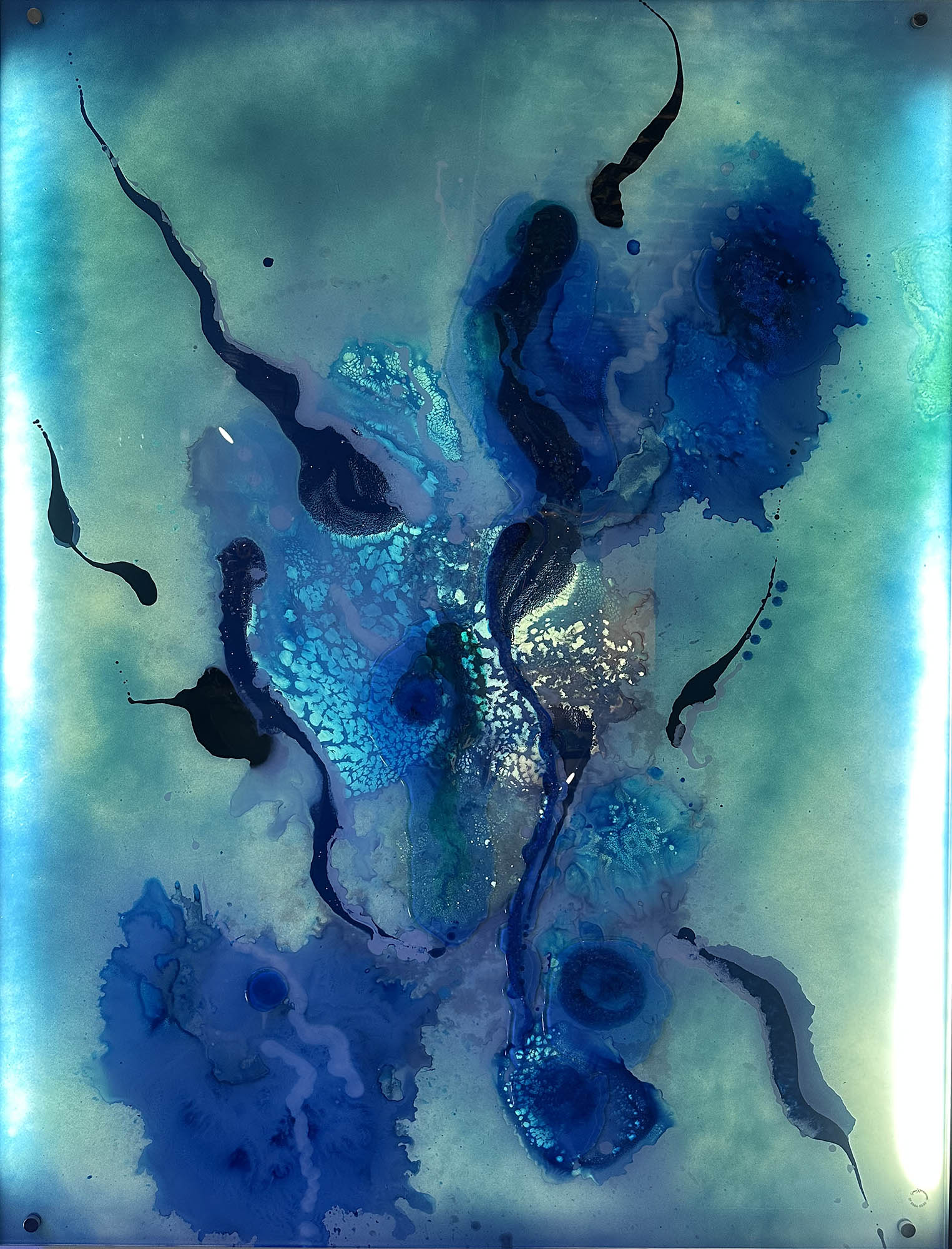 Blue Abstract in Lightbox - Lisa de Boer